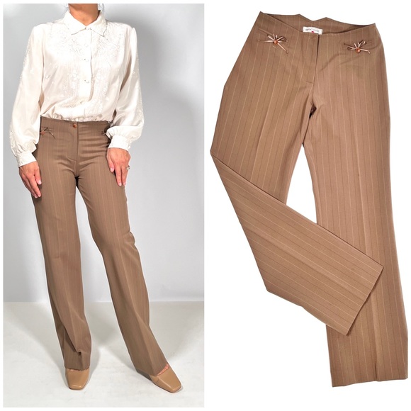 biscote | Pants & Jumpsuits | Biscote France Wool Blend Striped ...